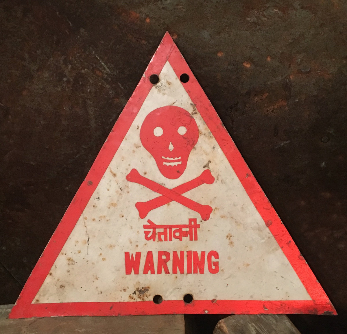 Vintage Handmade Warning Sign From India, Used In Industrial Setting ...